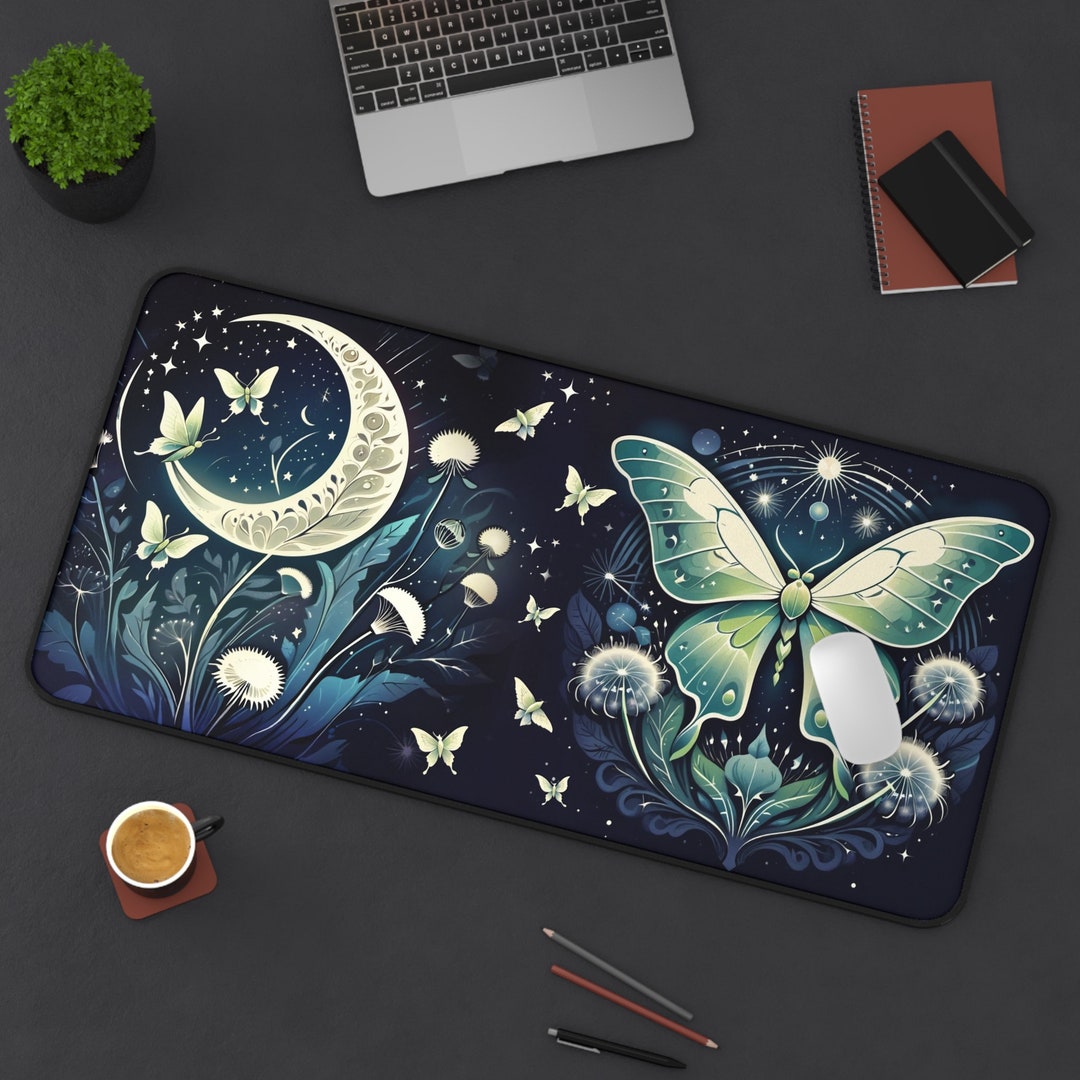 Luna Moth Desk Mat - Lunar Moth Mystical Moon Deskmat, Magical Moth ...