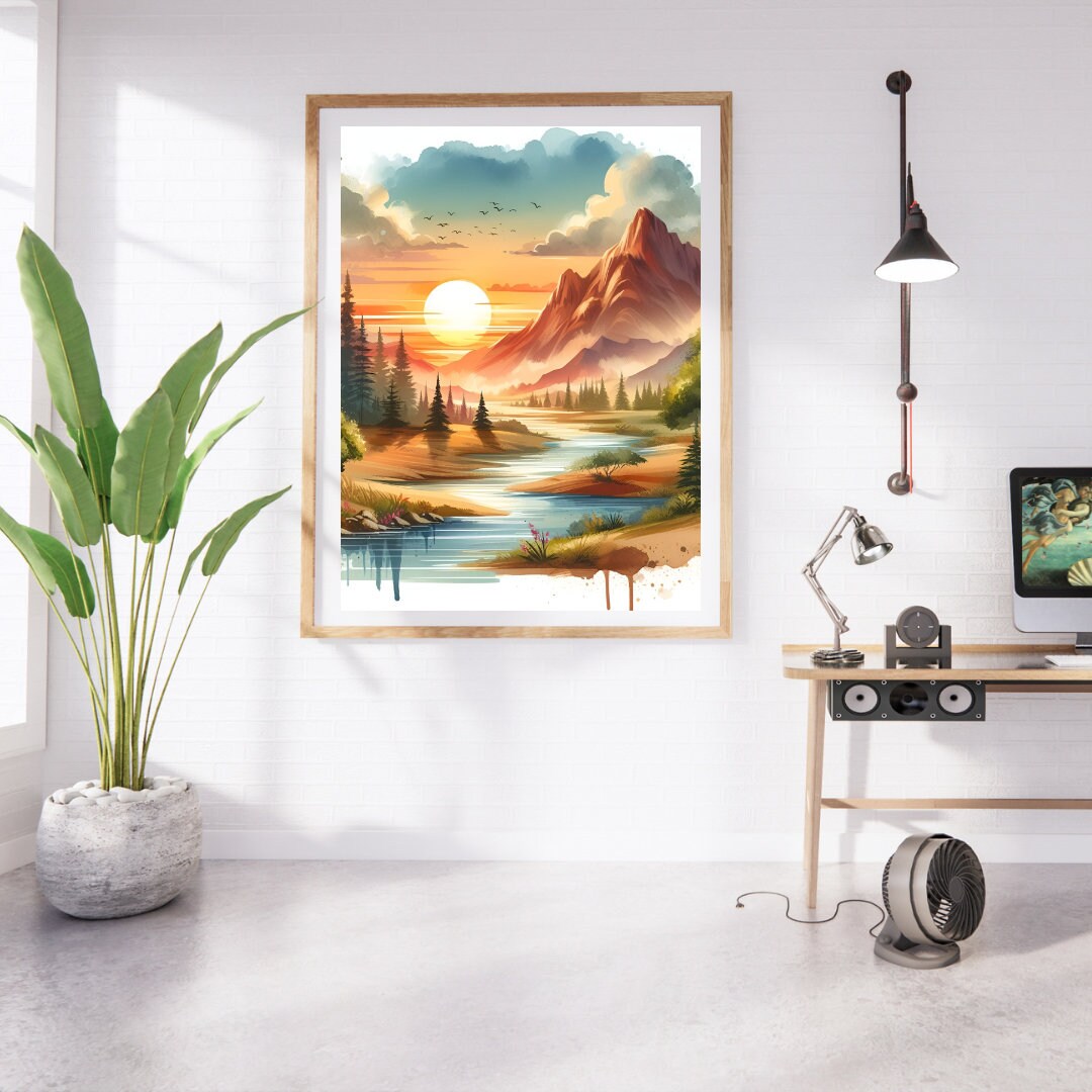 Sunset Landscape 3 Design PNG, Digital Download, Printable Wall Art ...