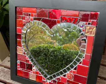 Red Heart Mirror - Etsy