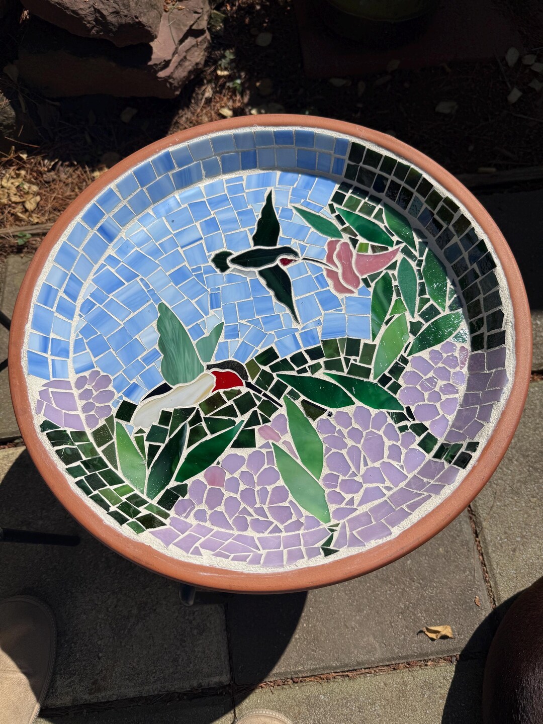 Hummingbird Birdbath, Mosaic Birdbath, Mosaic Hummingbird, Garden Decor ...