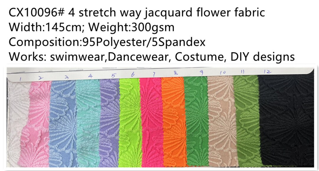 4 Stretch Way Polyester Spandex Jacquard Flower Fabric 300gsm Weight ...