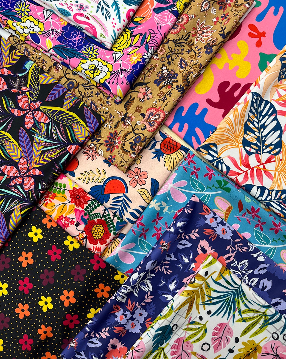 4 Way Stretched Polyester Spandex Flower Fabric Print 300103 Support to ...