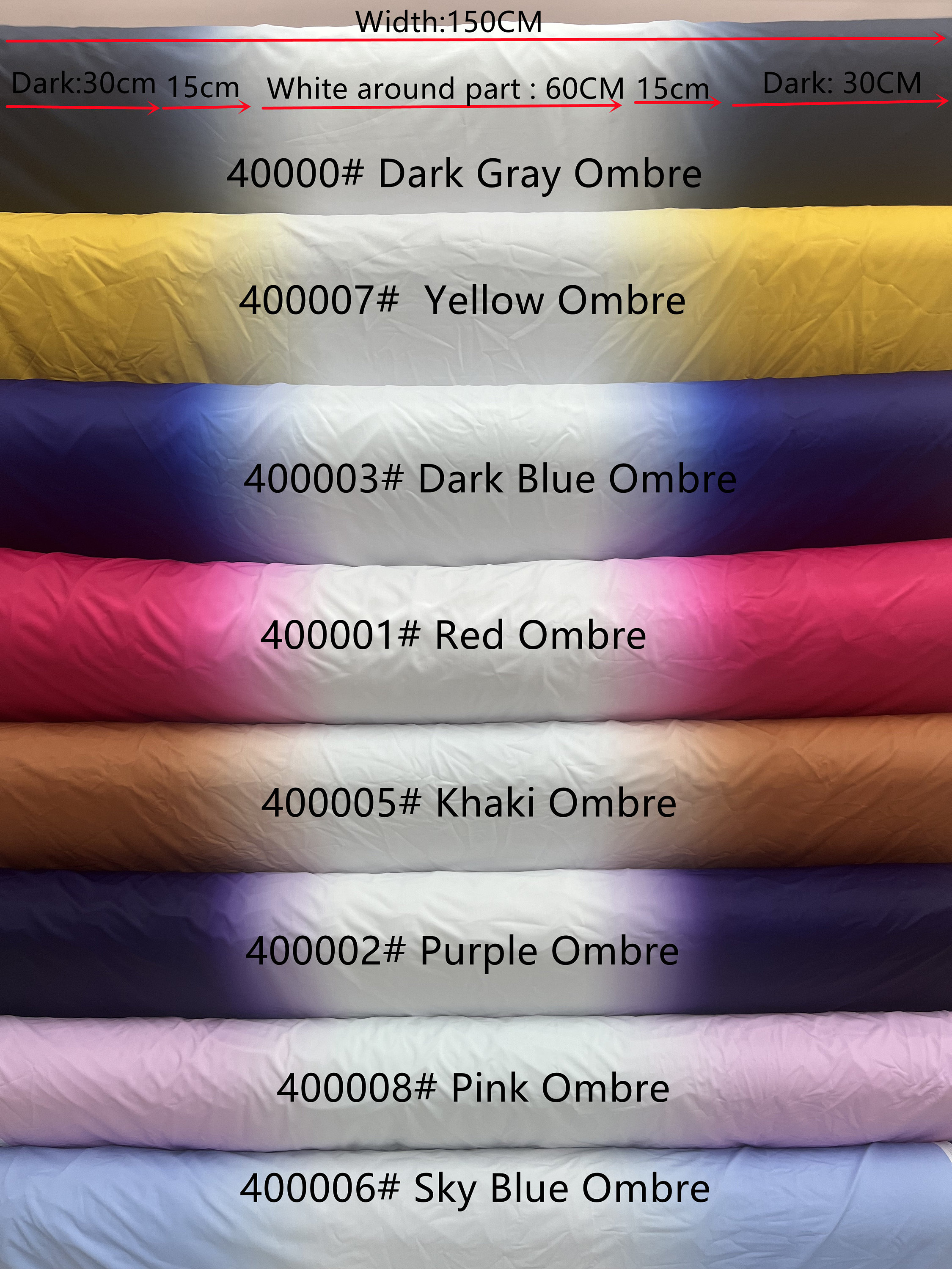 4 Way Stretched Way Polyester Spandex Double Sides One Color Ombre ...