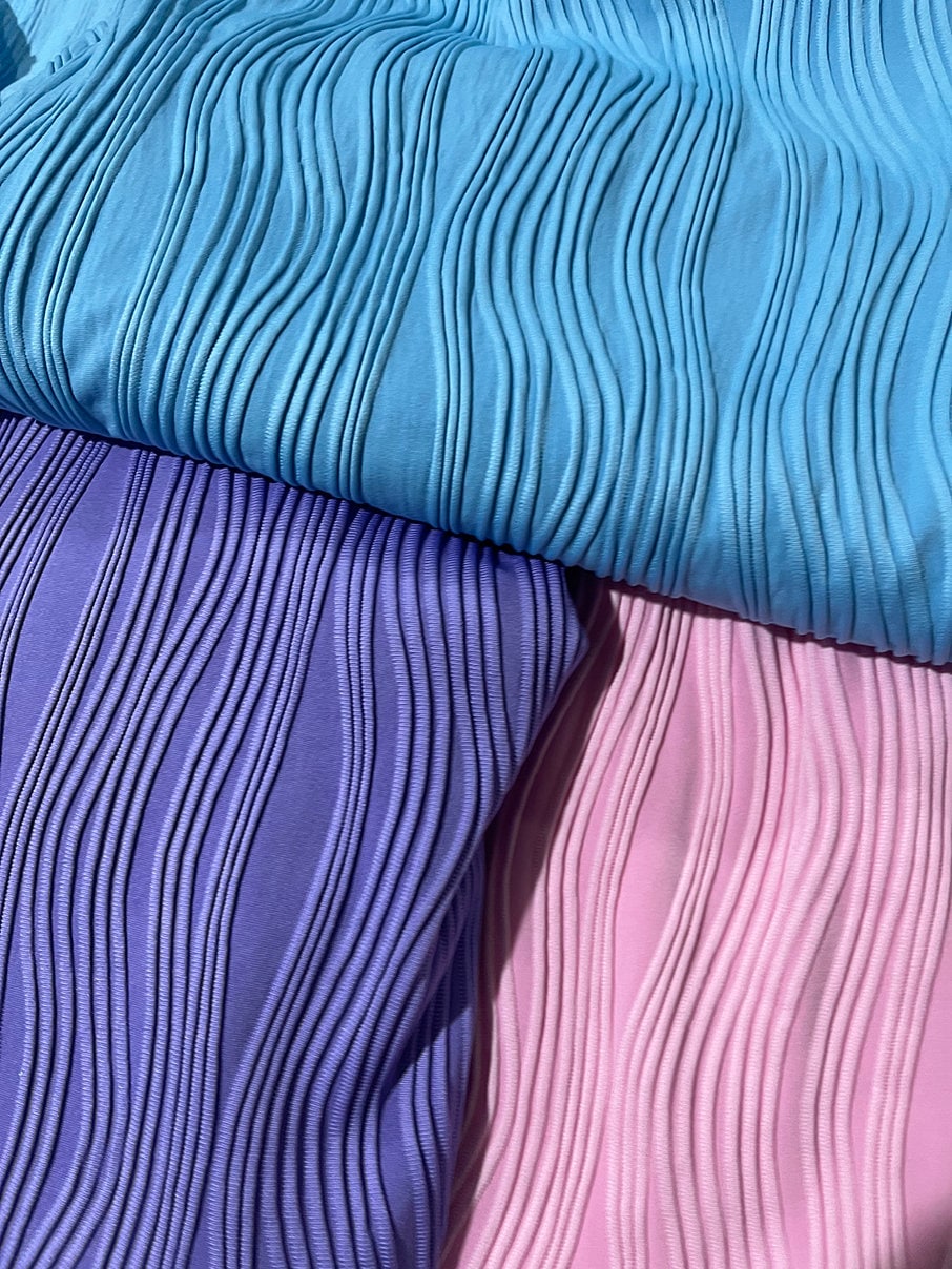 4 Stretch Way Polyester Spandex Wave Strips Fabric Fabric 250gsm Weight ...