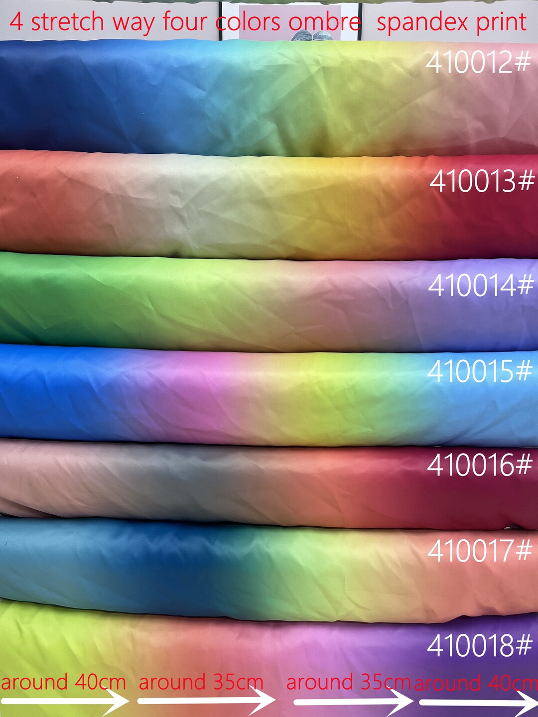 4 Way Stretched Way Polyester Spandex Four Colors Ombre Gradient Fabric ...