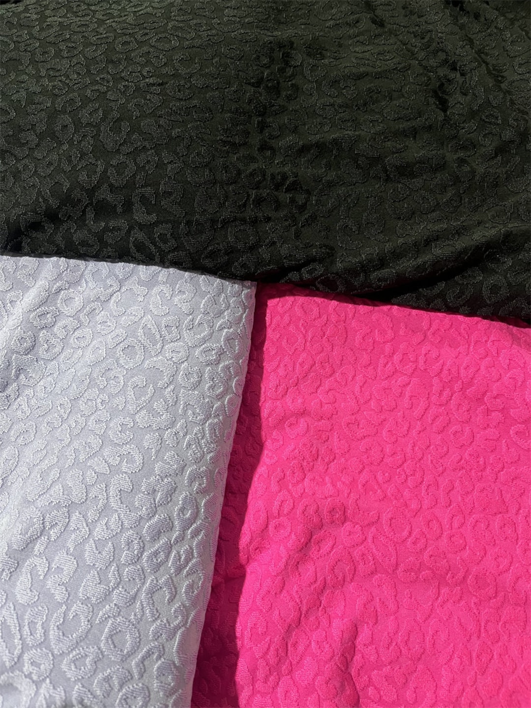 4 Stretch Way Polyester Spandex Jarquard Leopard Fabric 270gsm Weight ...