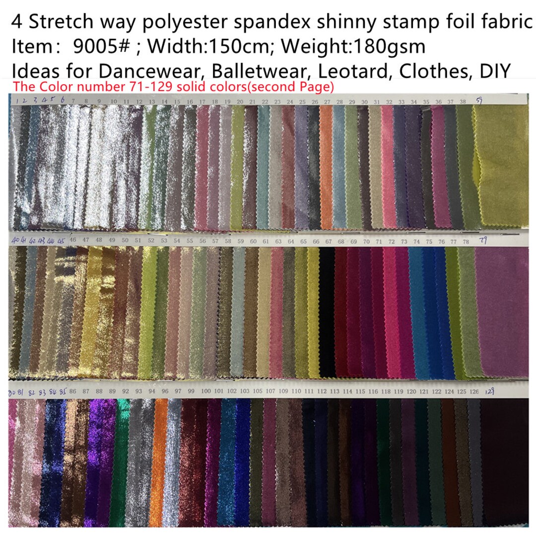 4 Stretch Way Shinny Polyester Spandex Foil Fabric 71-129 Colors ...