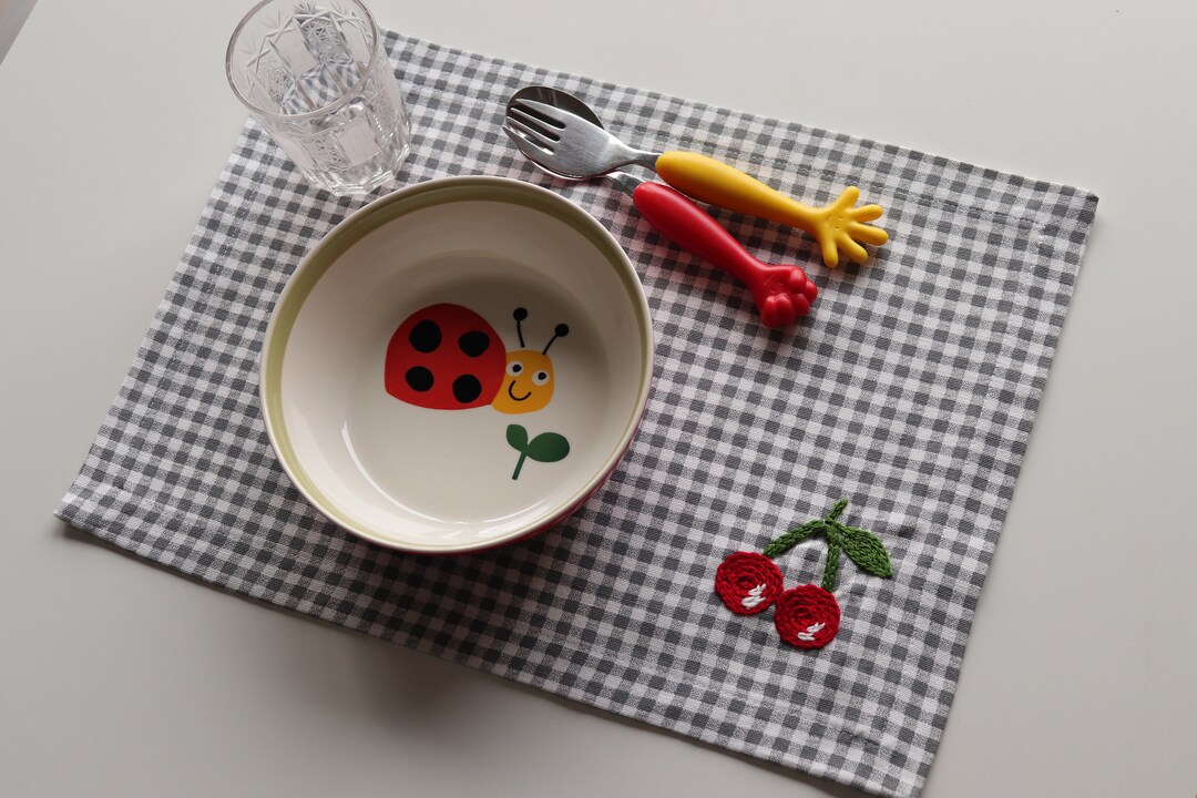 Fruit Themed Placemats for Kids // Washable// Handmade Embroidered ...