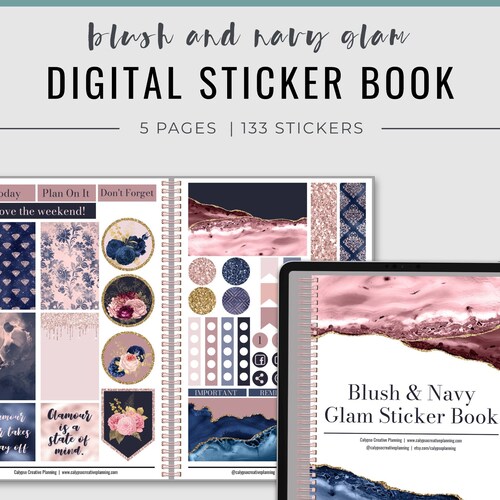 Teal and Gold Digital Sticker Book / Goodnotes Stickers / - Etsy