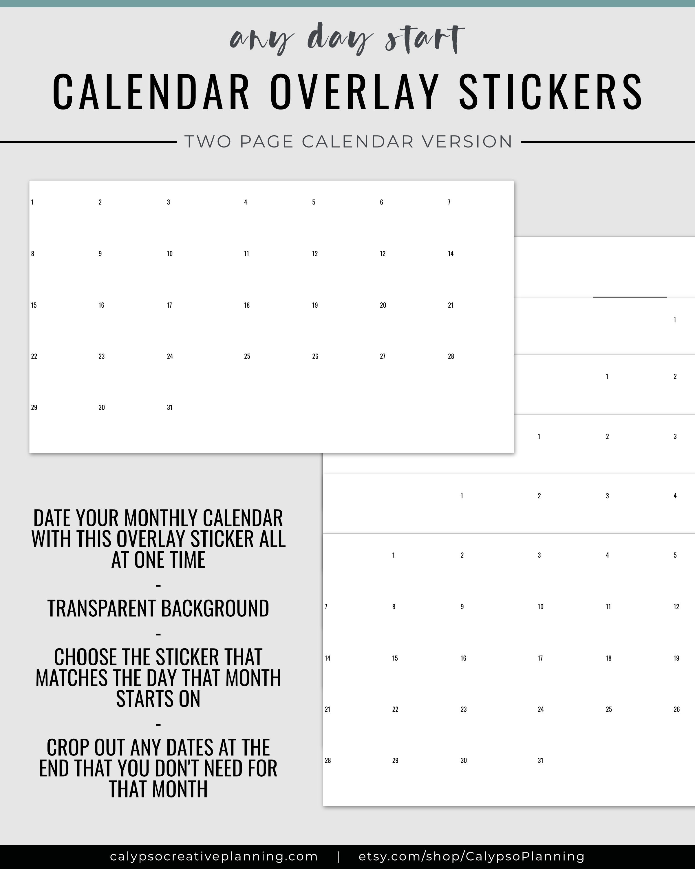 Stickers Calendar Overlay Digital Stickers Digital Stickers Insert ...