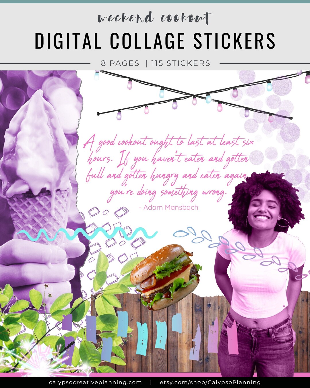 Weekend Cookout Digital Collage Sticker Set / Goodnotes Stickers ...