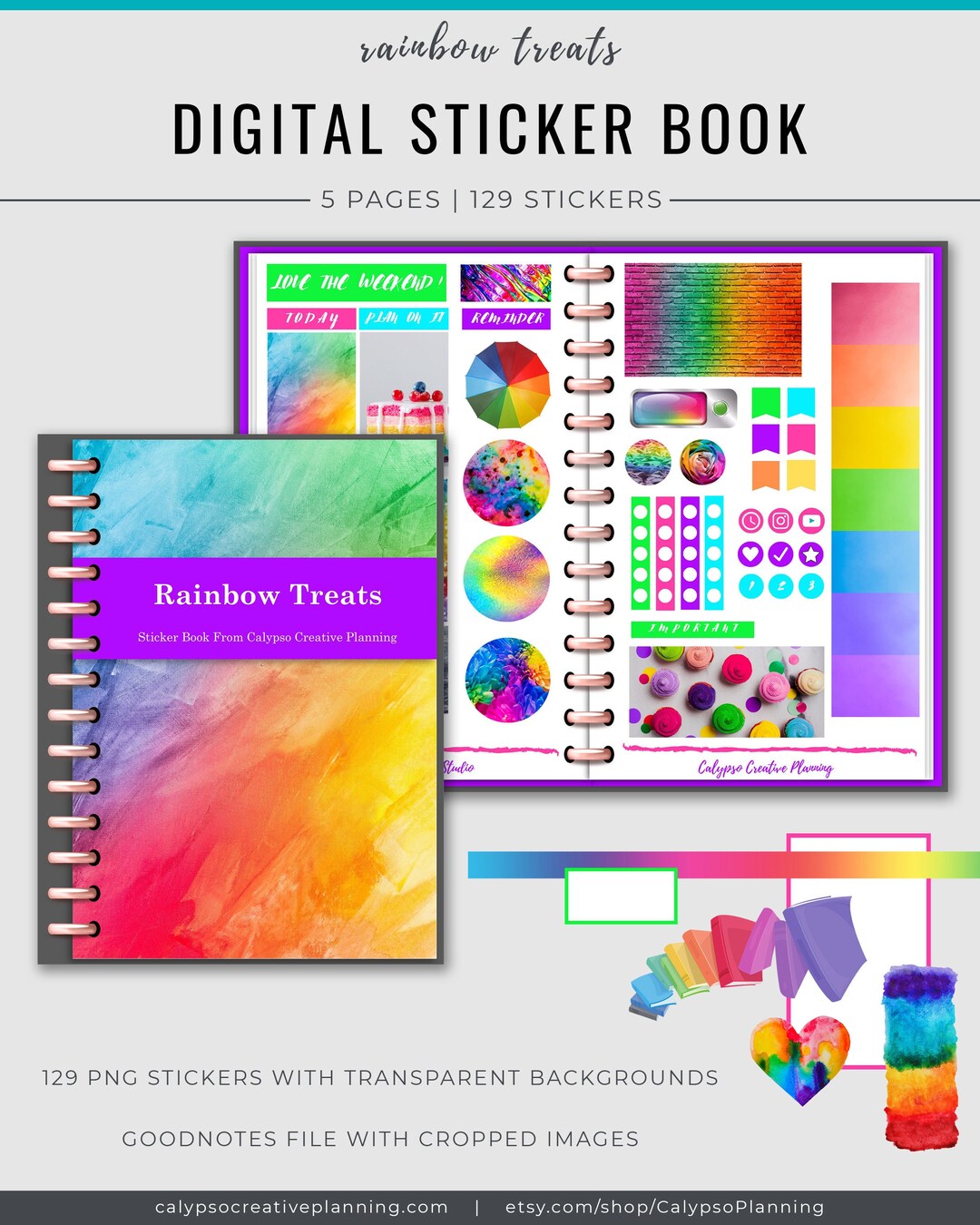 Rainbow Treats Digital Sticker Book / Goodnotes Stickers / Digital ...