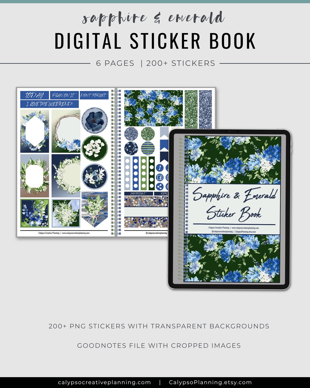 Sapphire and Emerald Digital Sticker Book / Goodnotes Stickers ...