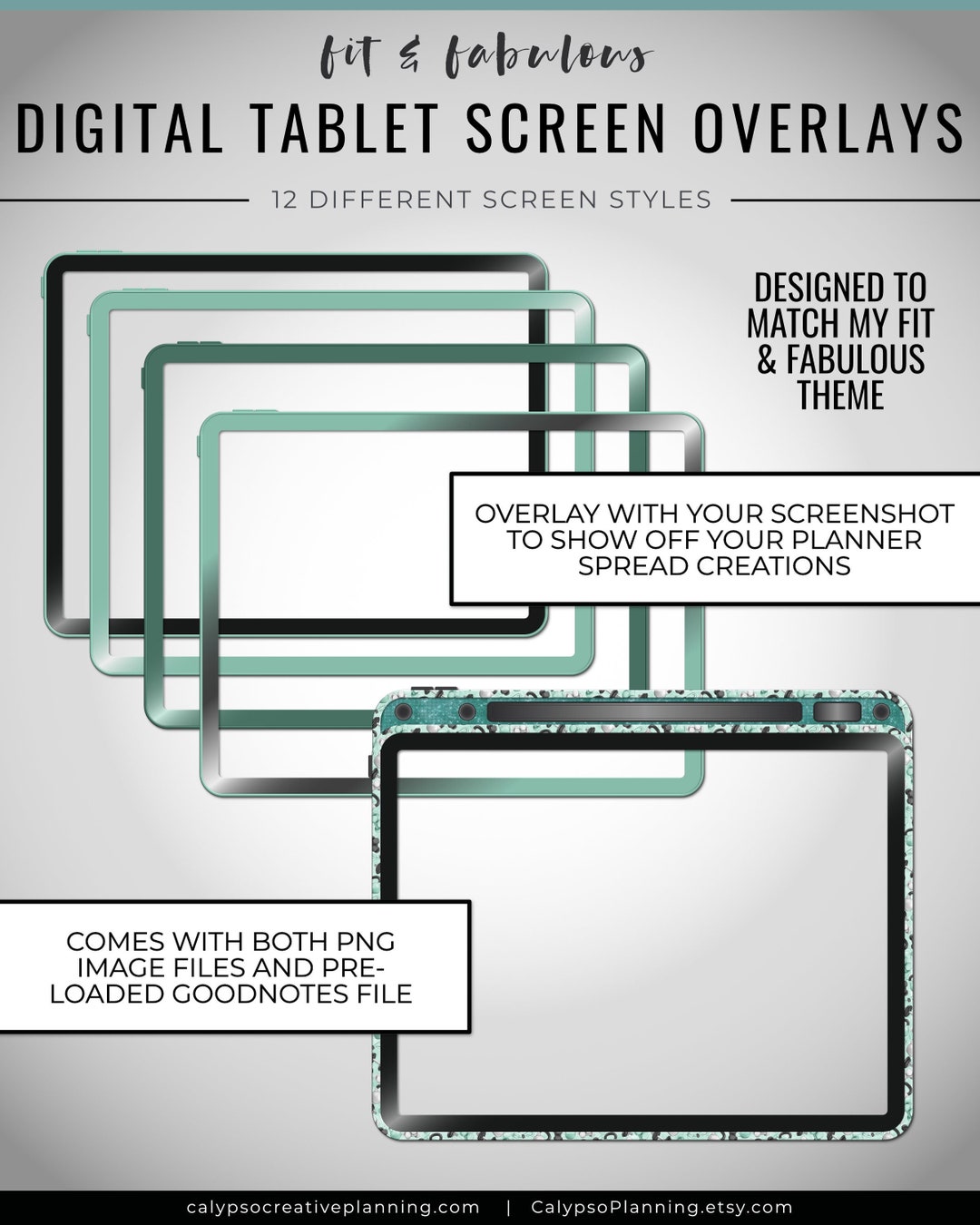 Fit & Fabulous Themed Digital Tablet Screen Overlays / Digital Desk ...