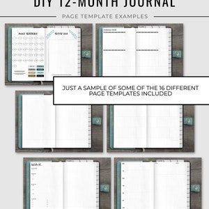 Teal and Gold DIY 12 Month Digital Journal / Digital Planner / Digital ...