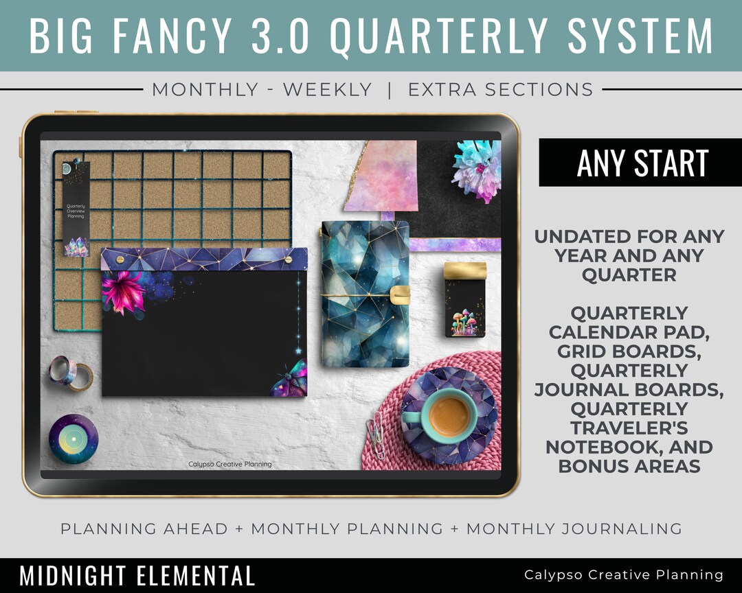 Midnight Elemental Undated Quarterly Planning System - Aka "the Big Fancy 3.0" / Life Planner ...