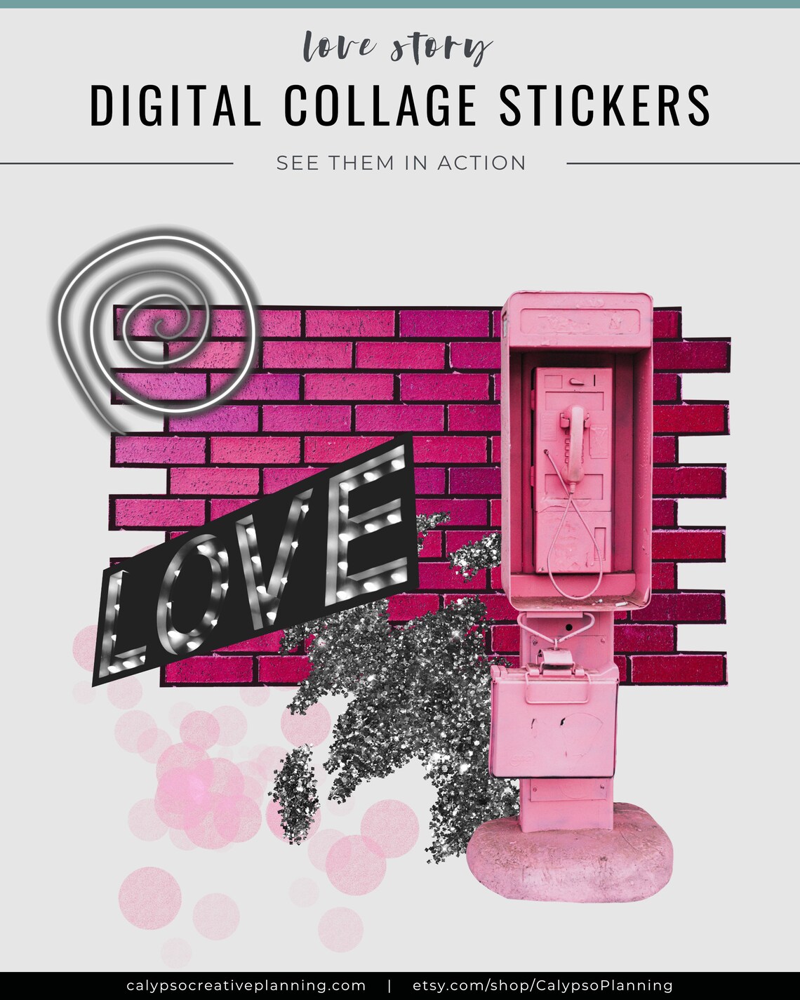 Love Story Collage Digital Sticker Set / Goodnotes Stickers / - Etsy