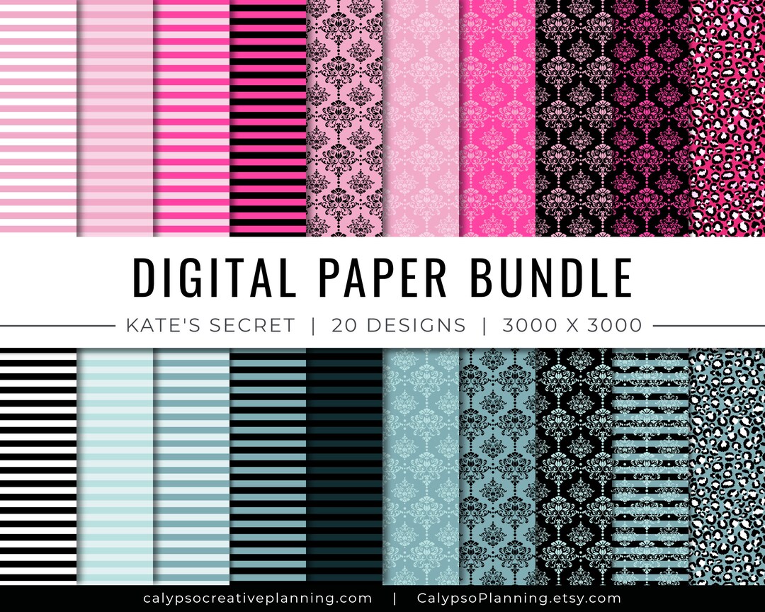 Kate's Secret Digital Paper Pattern Bundle / Scrapbooking Paper ...