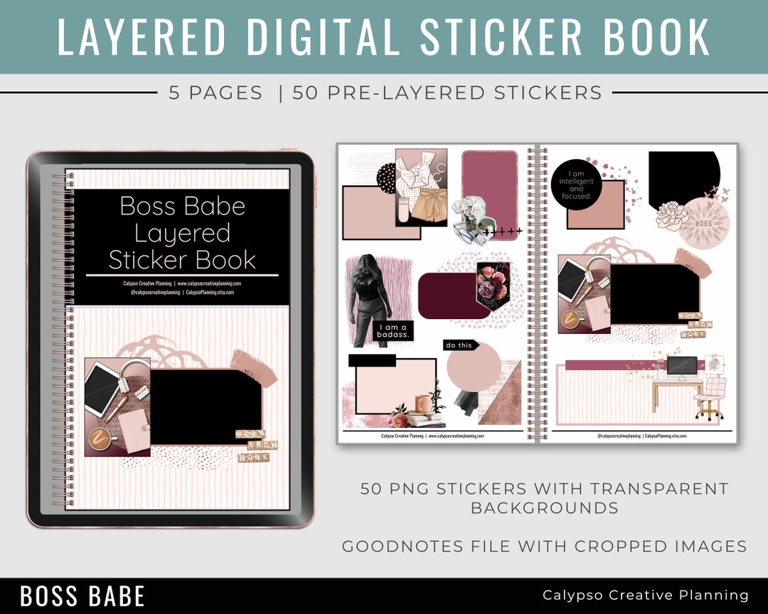 Boss Babe Layered Digital Sticker Book / Goodnotes Stickers / Digital ...