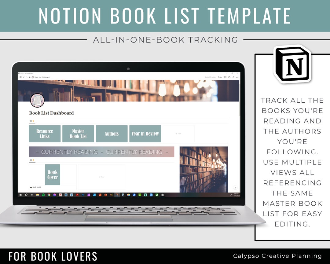Notion Template - Book List / Notion Planner / Book Planner / Book ...