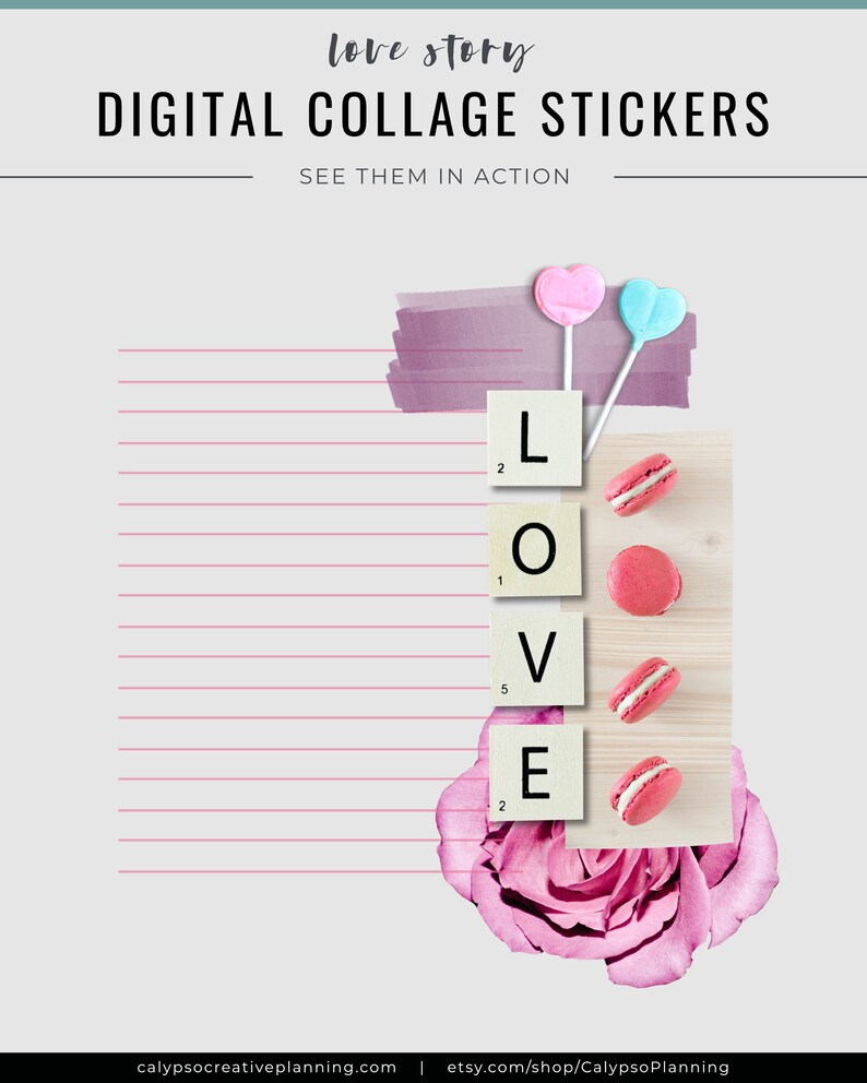Love Story Collage Digital Sticker Set / Goodnotes Stickers / - Etsy