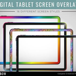 Rainbow Themed Digital Tablet Screen Overlays / Digital Desk Decor ...