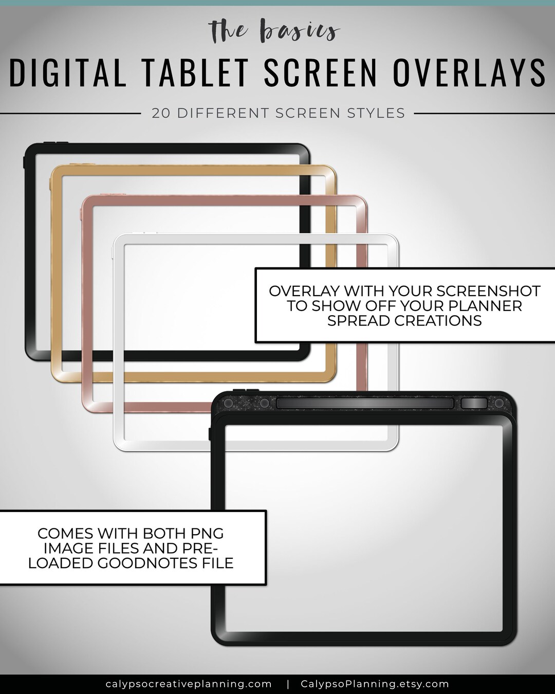 Digital Tablet Screen Overlays - the Basics Bundle / Digital Desk Decor ...
