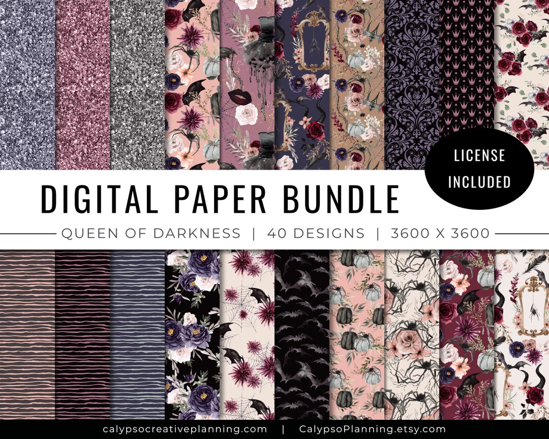 Queen of Darkness Digital Paper Pattern Mega Bundle V2 / Scrapbooking ...