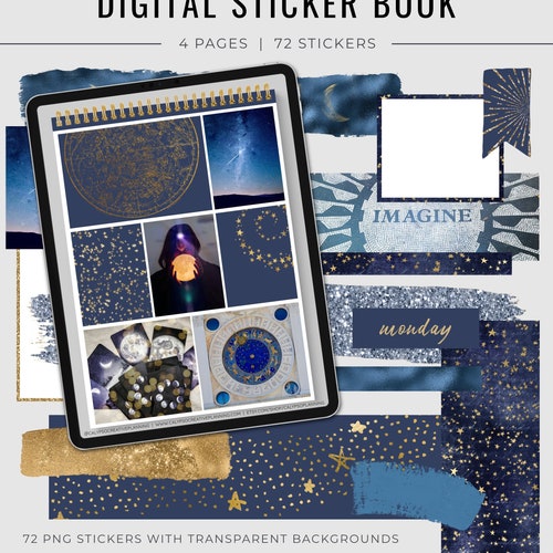Teal and Gold Digital Sticker Book / Goodnotes Stickers / - Etsy