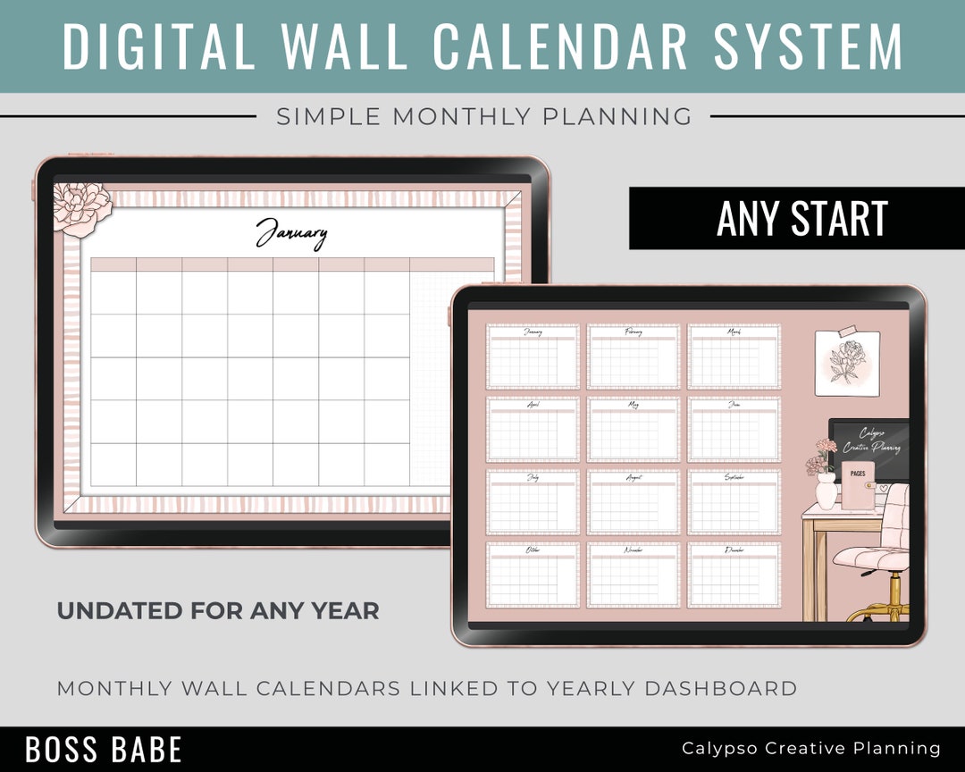 Boss Babe Digital Wall Calendar System / Yearly Planner / Monthly ...