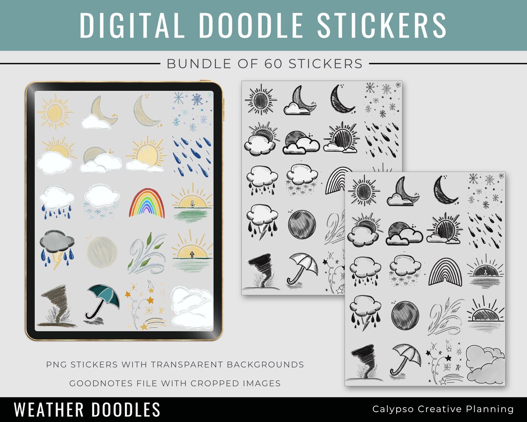 Weather Doodle Digital Sticker Set / Digital Planner Stickers ...