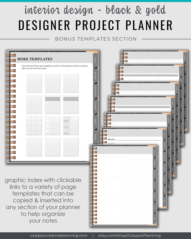 Black and Gold Designer Project Planner / Interior Design | Etsy