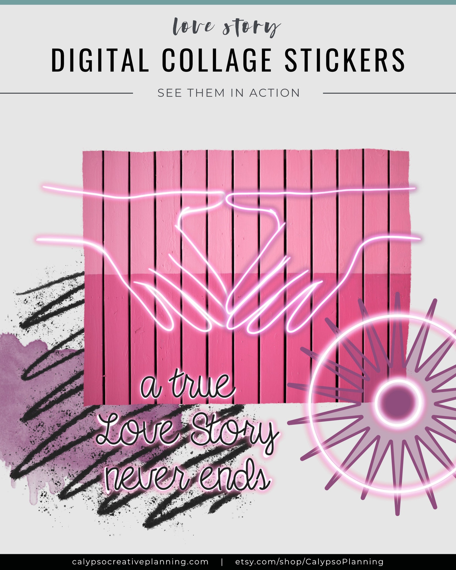 Love Story Collage Digital Sticker Set / Goodnotes Stickers / - Etsy