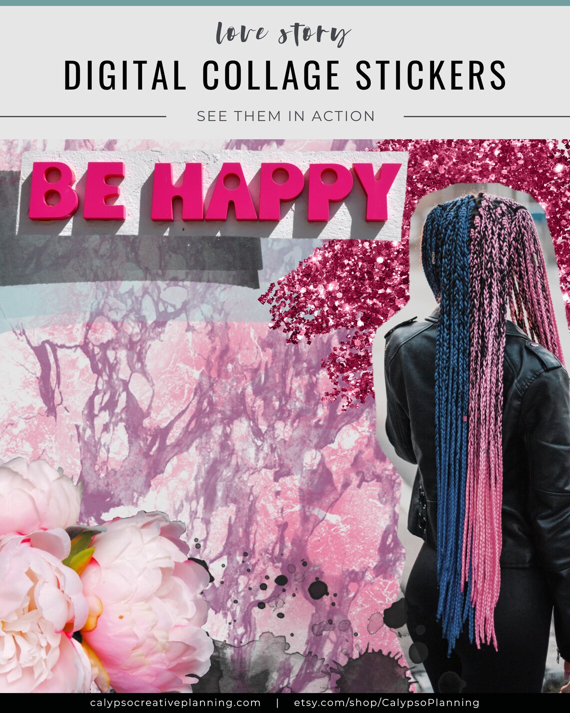 Love Story Collage Digital Sticker Set / Goodnotes Stickers / - Etsy