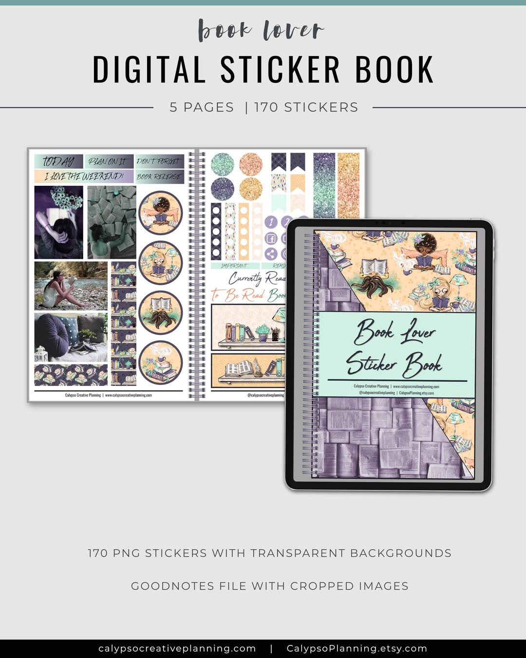 Book Lover Digital Sticker Book / Goodnotes Stickers / Digital Stickers ...