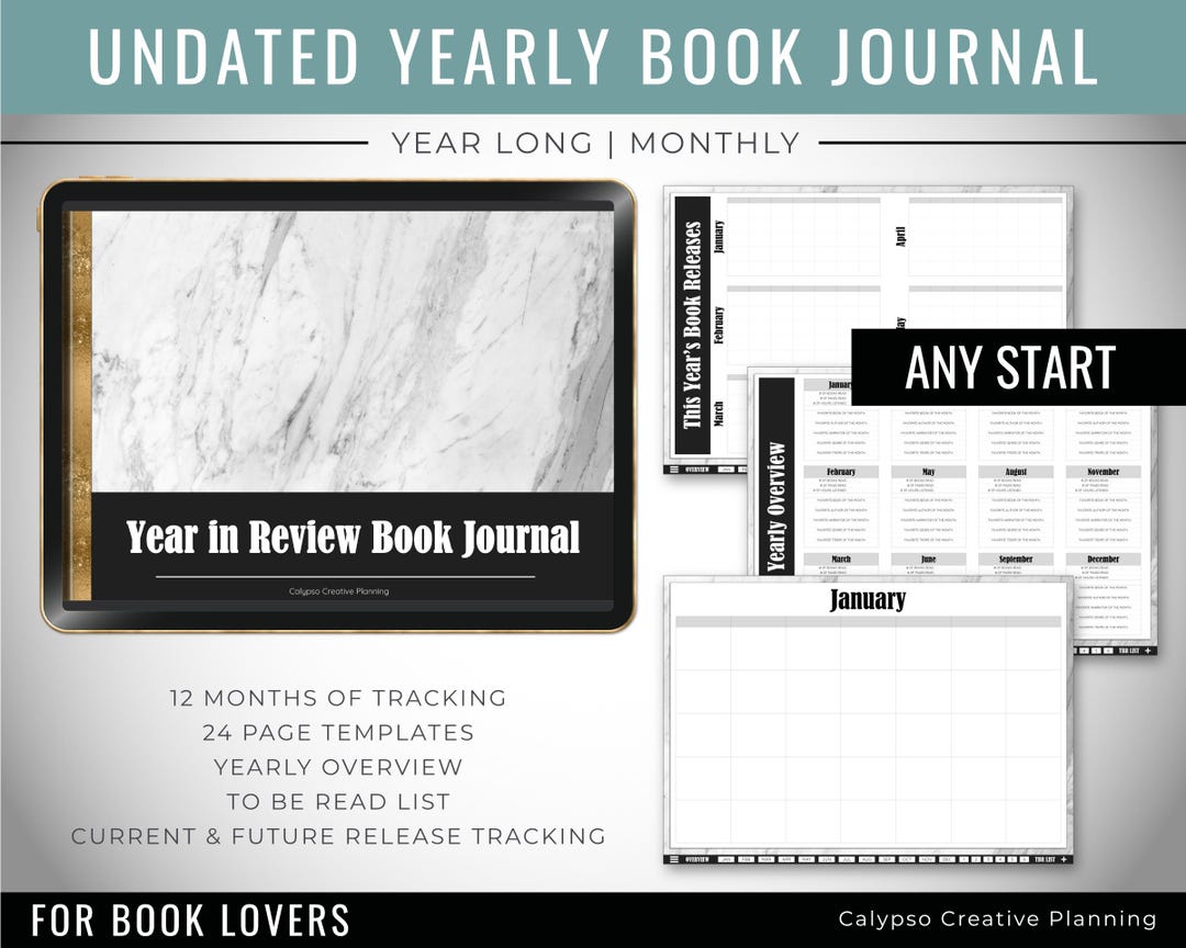 Undated Classic Marble Horizontal Year in Review Book Journal / Book ...