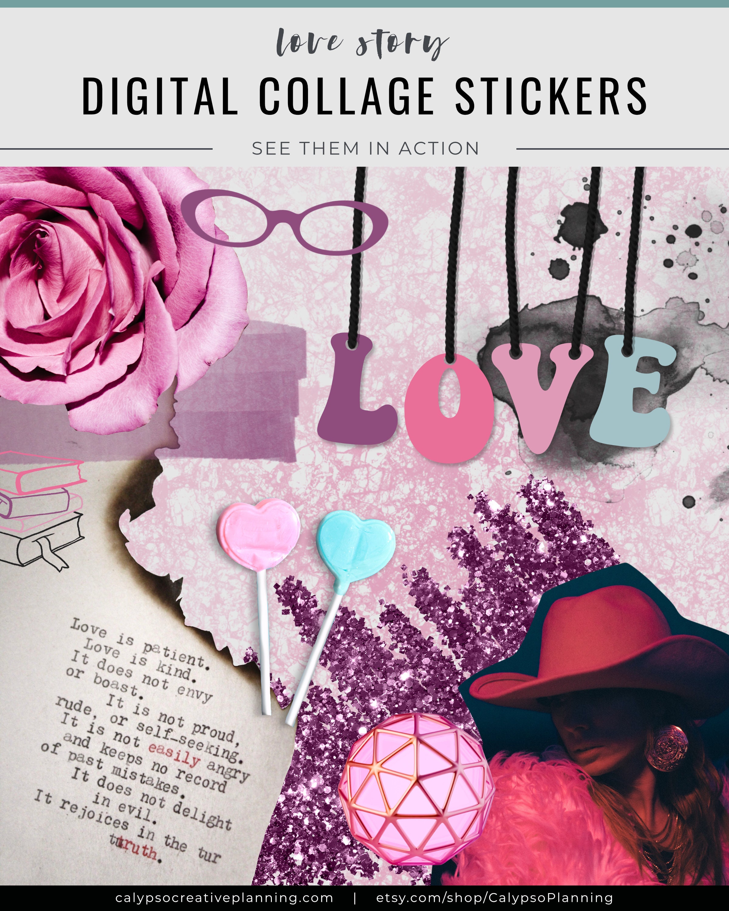 Love Story Collage Digital Sticker Set / Goodnotes Stickers / - Etsy