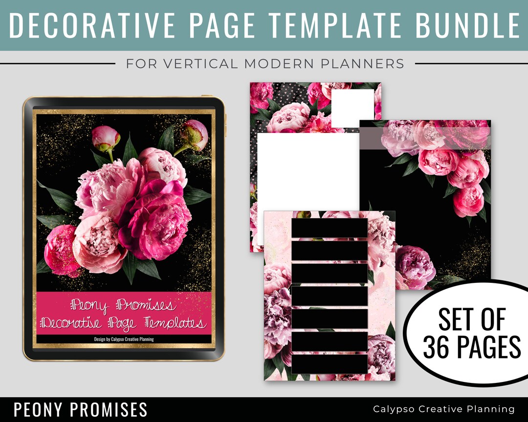 Peony Promises Modern Vertical Decorative Page Insert Bundle ...
