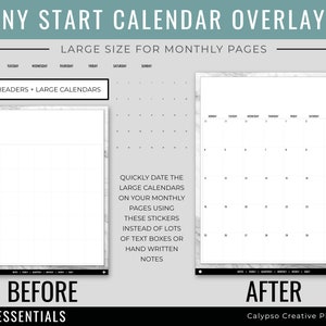 Any Start Calendar Overlay Kit / Goodnotes Stickers / Digital Stickers ...