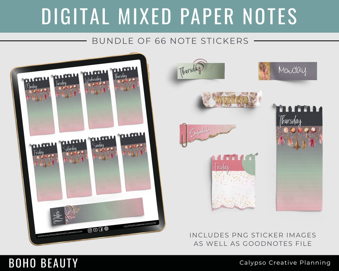 Boho Beauty Paper Notes Sticker Kit / Mini Digital Sticker Kit ...