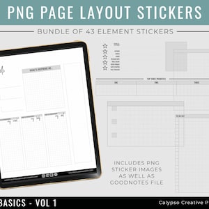 PNG Page Layout Stickers Basics Vol 1 / Digital Planner Stickers ...