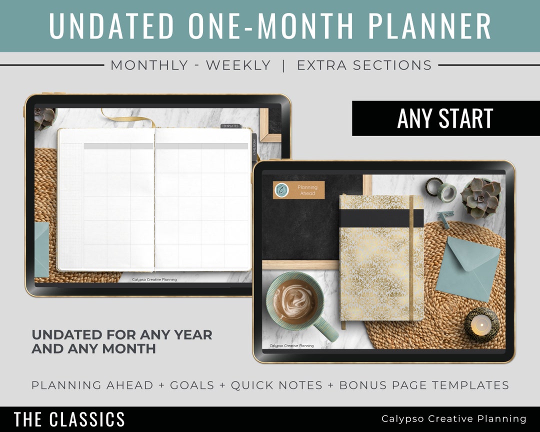 The Classics Undated One-month Digital Planner - Notebook / Digital ...