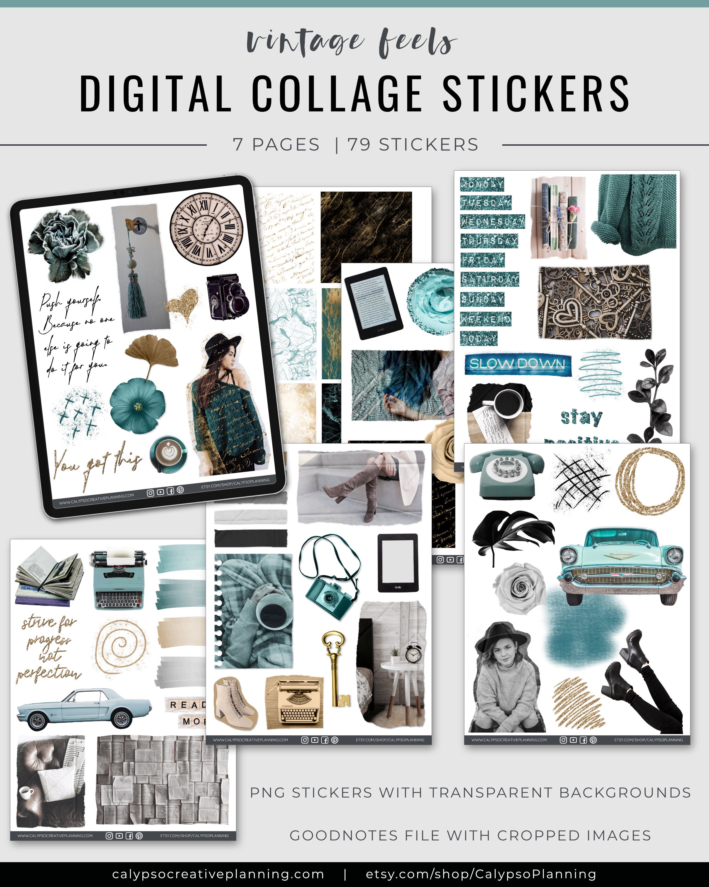 Vintage Feels Digital Sticker Set / Goodnotes Stickers / | Etsy