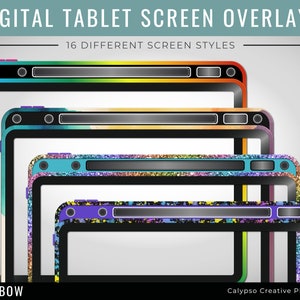 Rainbow Themed Digital Tablet Screen Overlays / Digital Desk Decor ...