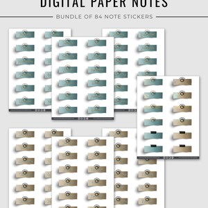 Teal and Gold Paper Notes Sticker Kit / Mini Digital Sticker Kit ...