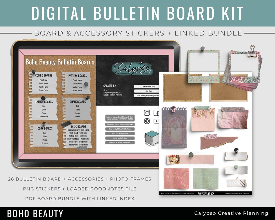 Boho Beauty Digital Bulletin Board Kit / Memory Keeping Bundle ...