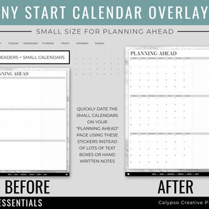 Any Start Calendar Overlay Kit / Goodnotes Stickers / Digital Stickers ...