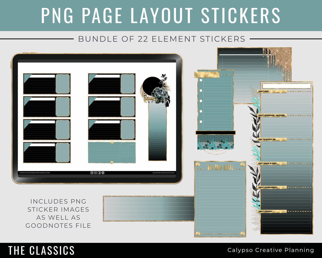 The Classics PNG Page Layout Stickers / Digital Planner Stickers ...