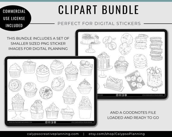 Sweet Treats Clipart Bundle Outline Version / Dessert - Etsy