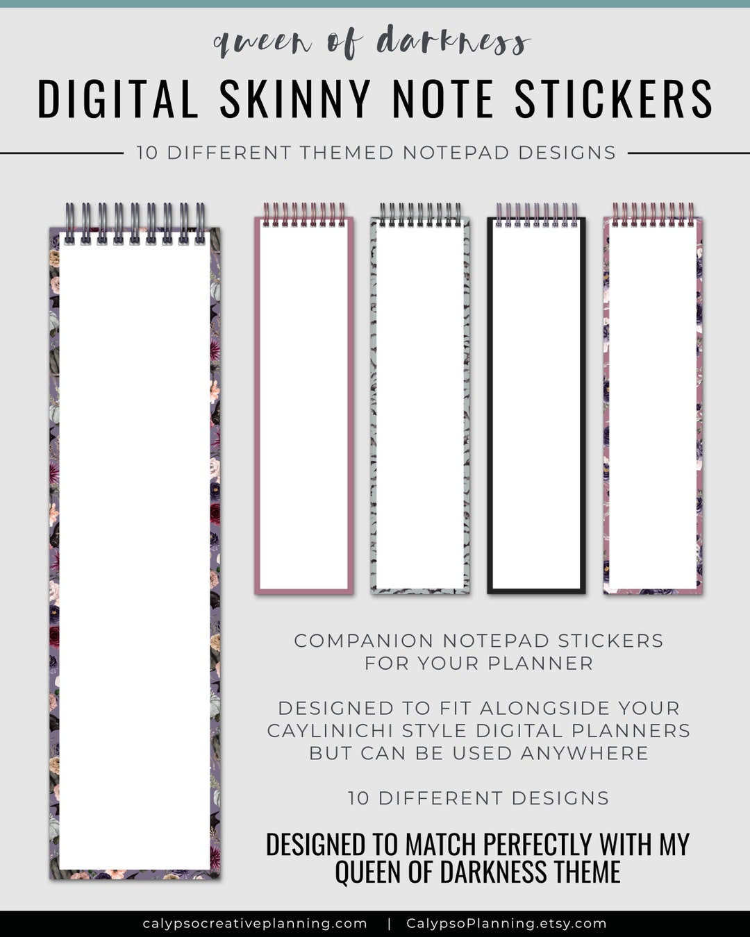 Queen of Darkness Digital Skinny Notes Stickers / Notepad Stickers ...